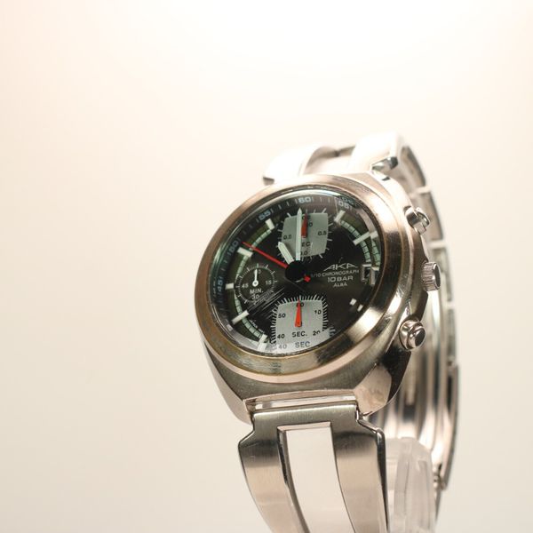 Seiko ALBA AKA V657-6030 Quartz Black Dial Men's Chrono Watch Vintage ...