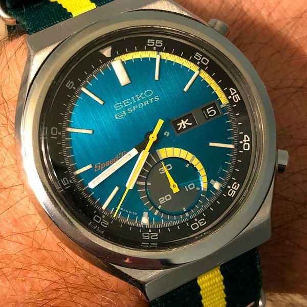 Near NOS Seiko 5 Sports 6139-7060 Vintage Speedtimer Automatic Sunrise ...