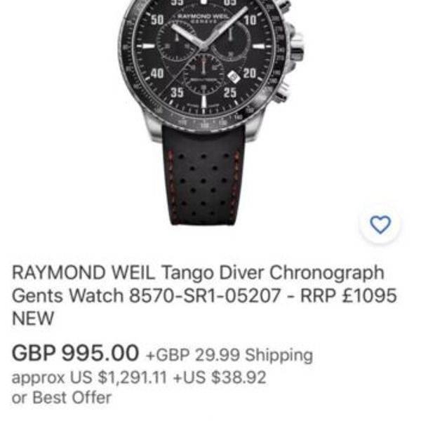 Raymond Weil Swiss Tango Chronograph Black Dial Mens Quartz Watch 8570 ...