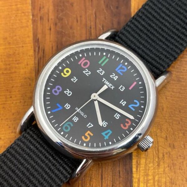 Timex Weekender Womenâ s Watch Black Dial Rainbow Index Indiglo - New ...
