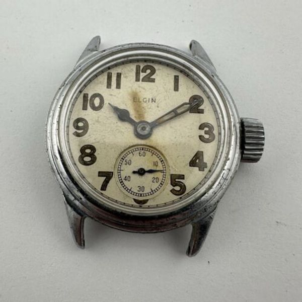1944 Elgin 554 15 jewel Model 7 Mens Wristwatch Military Style - Runs ...