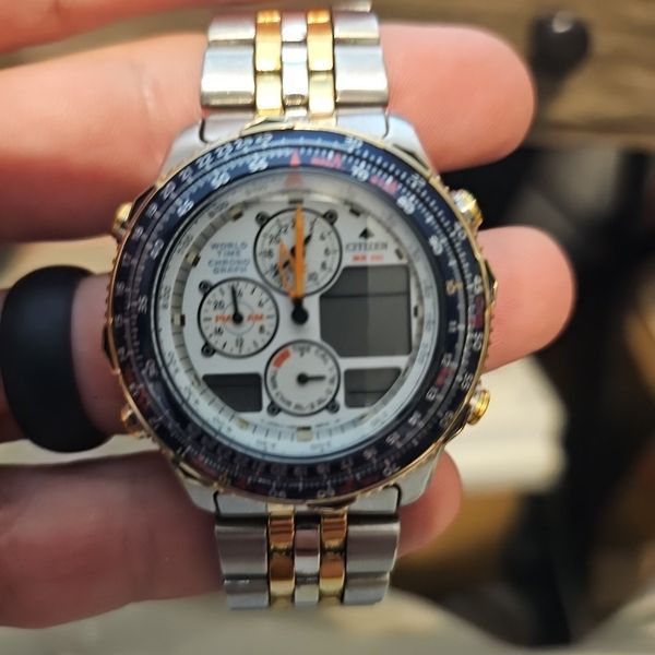 Citizen World Time Chronograph C300-Q00206 RARE Find Needs Battery ...