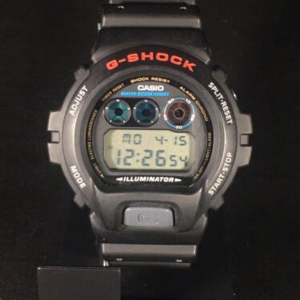 Casio Men's G-Shock Classic Digital Watch DW6900-1V Black and Red Alarm ...