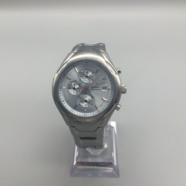 Fossil Speedway Chronograph Watch Men 40mm Silver Tone Date New Battery ...