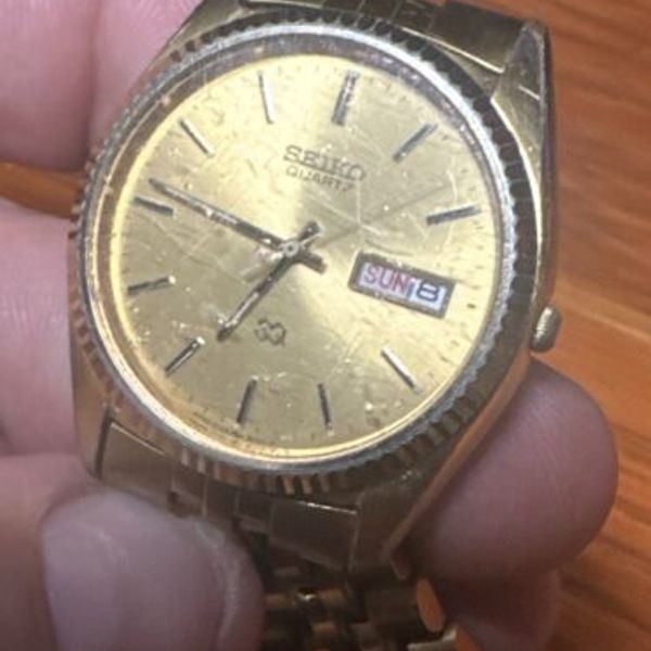 Vintage Men's Seiko SQ Jubilee Band 5Y23-8A69 Watch Gold Tone Day Date | WatchCharts Marketplace