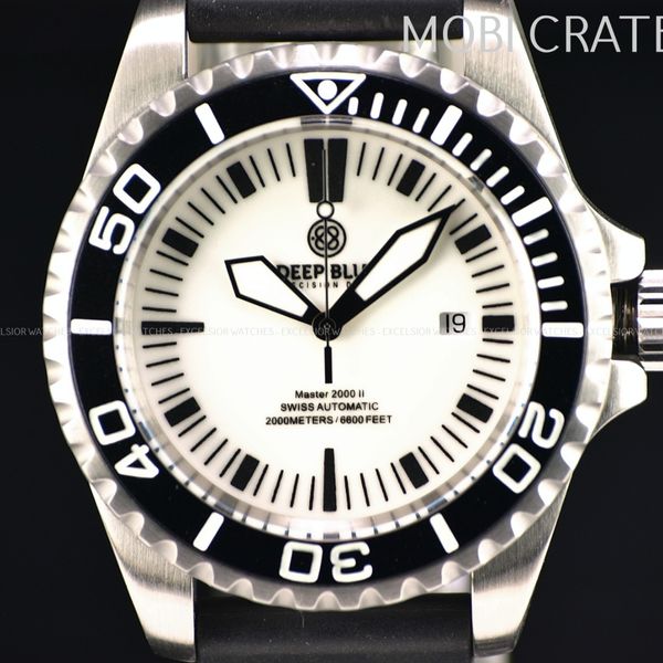 Deep Blue Master 2000 II Full Lume Dial Swiss ETA 2824 Automatic Watch ...