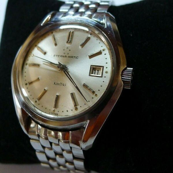 MINT VINTAGE ETERNA-MATIC KONTIKI AUTO DATE CALIBER 1424UD ORIGINAL G.F ...