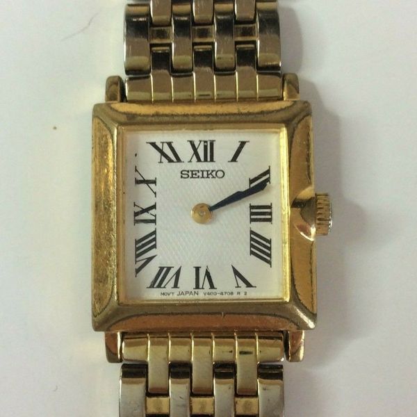 Vintage Seiko Ladies Watch Square Face Gold Tone New Battery ...