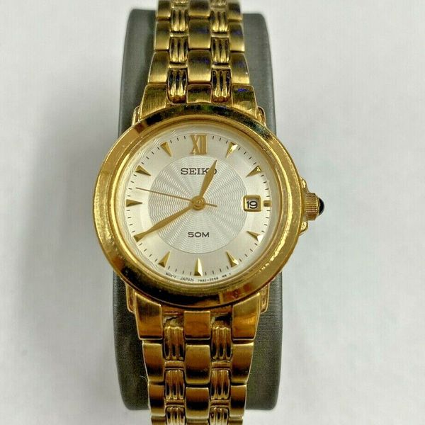 Seiko 7N82 0EK8 Gold Tone Quartz Analog Ladies Watch | WatchCharts ...