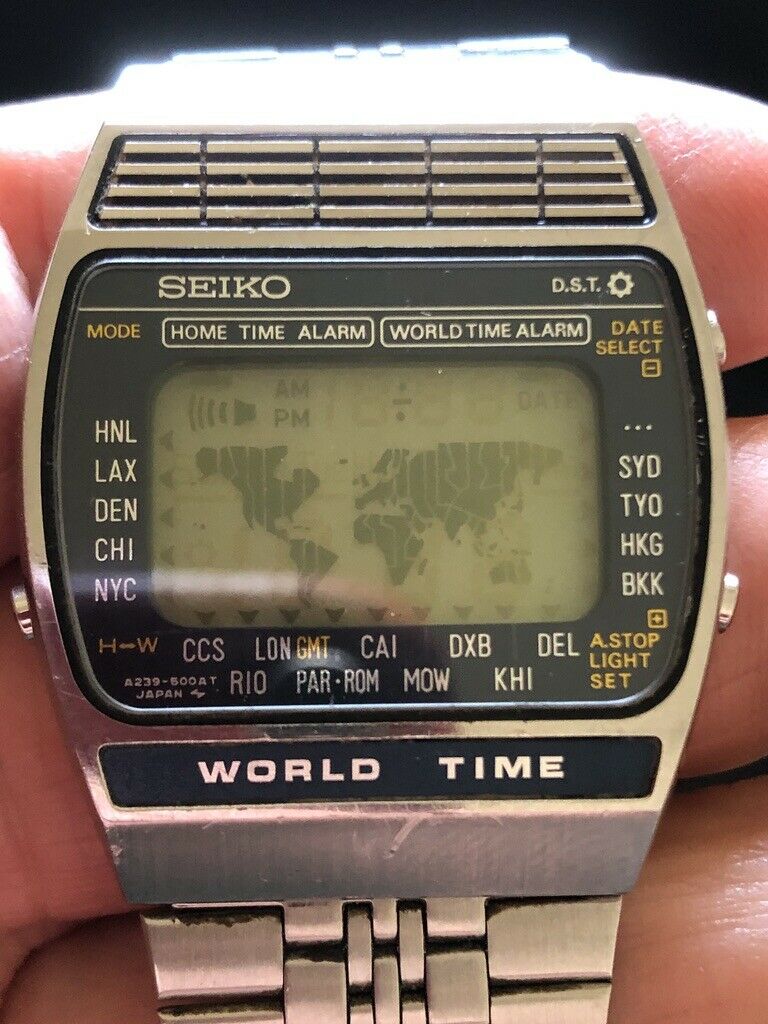 Vintage SEIKO A239 5000 A2 WORLD TIME Digital LCD Collectible Japan ...