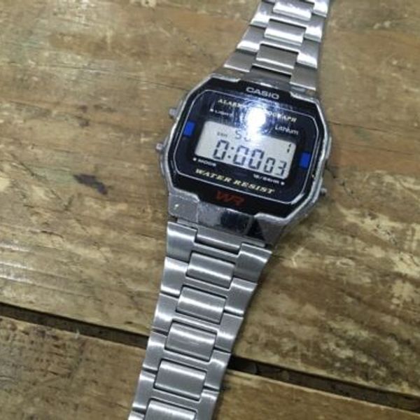 VINTAGE CASIO A163W W/R ALARM CHRONOGRAPH LED DIGITAL WATCH, S/S ...