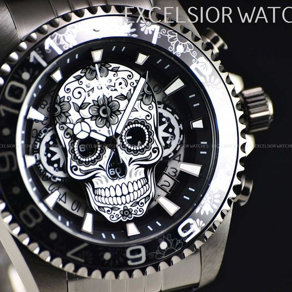 New Invicta Men's 43mm Pro Diver Dia De Los Muertos Chronograph Skull Dial Watch | WatchCharts ...