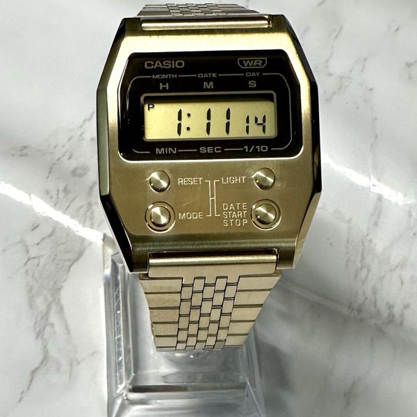 Casio A1100 Reissue Vintage Series Gold Digital Watch-All Stainless ...