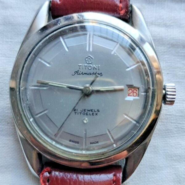 Titoni Airmaster 21 Jewels Titoflex Grey Colour Dial Wristwatch Vintage ...