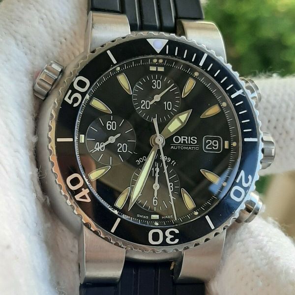 ORIS WATCH 7542 TITANIUM CHRONOGRAPH AUTOMATIC DIVERS 300M MENS 44mm ...