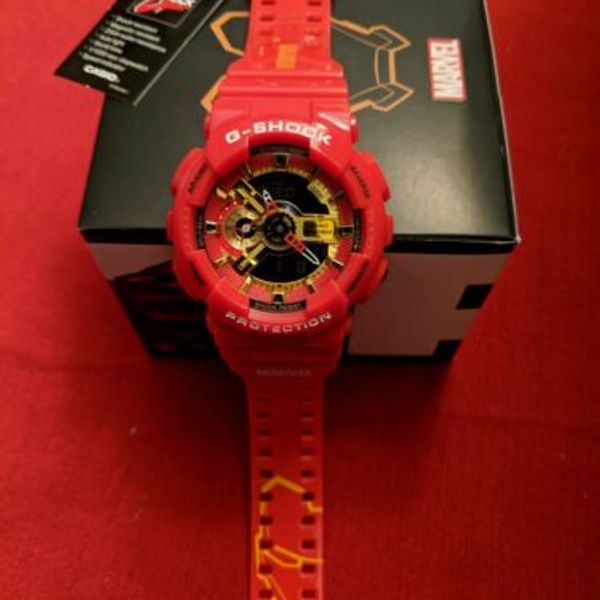 Casio G Shock Marvel Edition Iron Man Red Watch Gold Face | WatchCharts