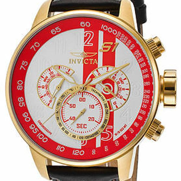 Invicta 19906 S1 Rally GMT Chronograph Black Leather White-Red Dial Men ...