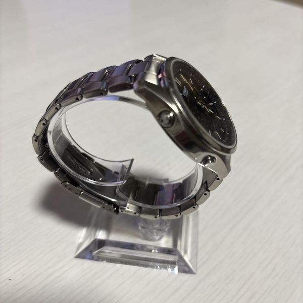 CASIO Lineage Solar Radio Chronograph Black Dial Titanium Watch ...