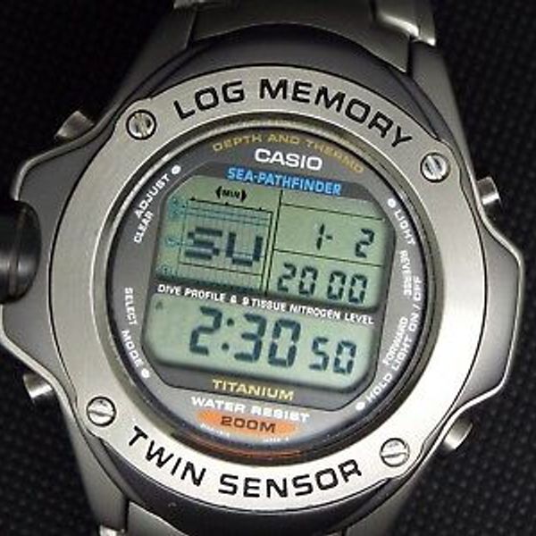Vintage CASIO Digital Watch SPF-100 SCUBA DIVER TITANIUM 200M NITROGEN ...