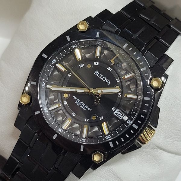 Bulova Icon Men's Quartz Calendar Precisionist Black Watch 40MM 98B408 ...