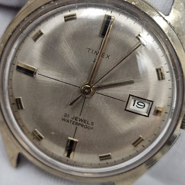 Vintage Timex Prestige 21 Jewels Waterproof 1969 Date Gold Tone Parts ...