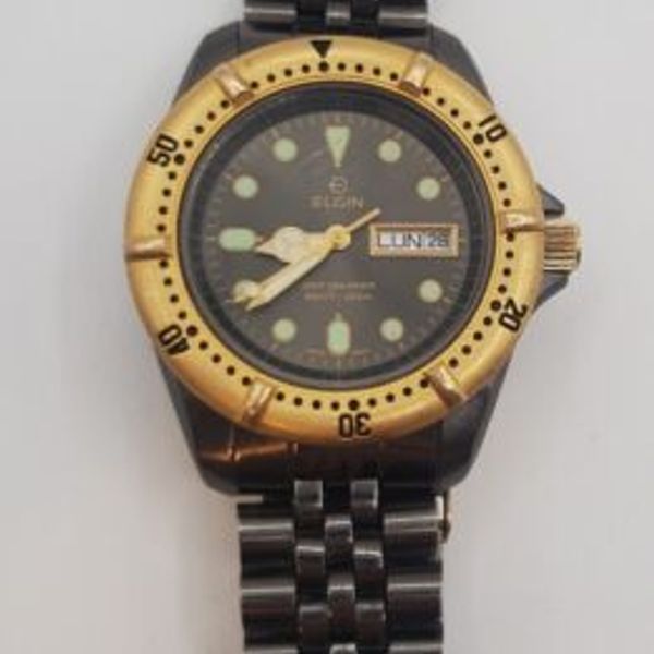 Elgin Deep Sea Diver 200m Two Tone Mens Wristwatch 36mm | WatchCharts ...