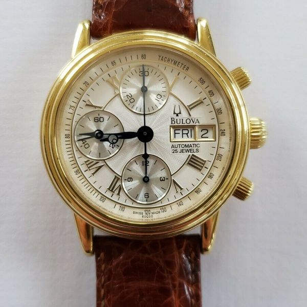 Bulova Men's 18K Yellow Gold Watch Automatic Chronograph 60C00 ...