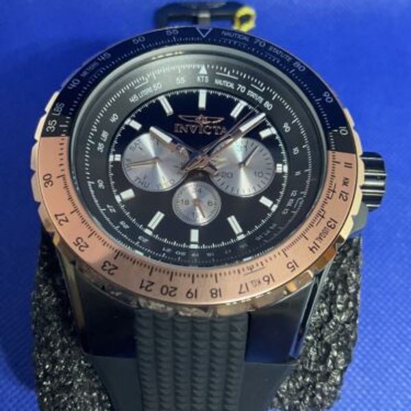 Invicta Aviator rose gold/black mod 37032 men’s wristwatch ...