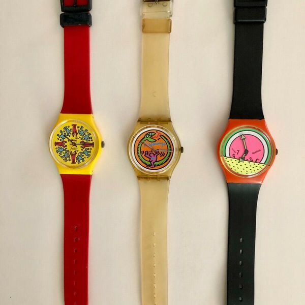 Lot: Vintage Keith Haring Swatch Watches (GZ100, GZ102, GO-001 ...