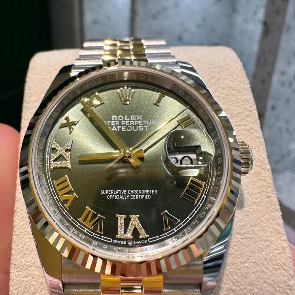 Rolex Datejust 04/24 olive green dial Roman word 6/9 diamond ???? words ...