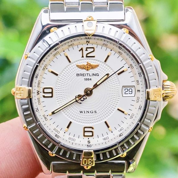 FS: Breitling Wings Automatic Gold Two-Tone 38 Silver Dial Boxes ...