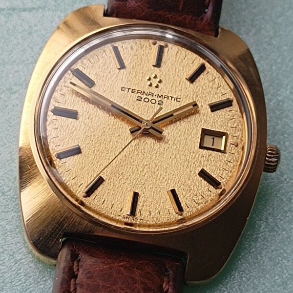 ETERNA-MATIC 2002 Vintage Automatic Watch Gold Dial Cal. 12824 (633. ...