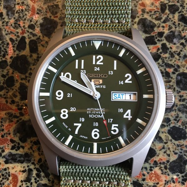 FS: Seiko 5 Sport Automatic Khaki Green Canvas Strap, w/Box & Papers ...