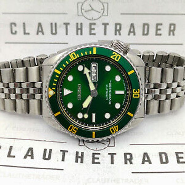 SEIKO DIVER 6309-7290 GREEN SUNBURST MOD AUTOMATIC MENS WATCH 812076 ...