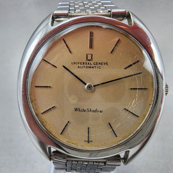 Universal Geneve White Shadow Automatic Watch Men 35mm Champagne Dial ...