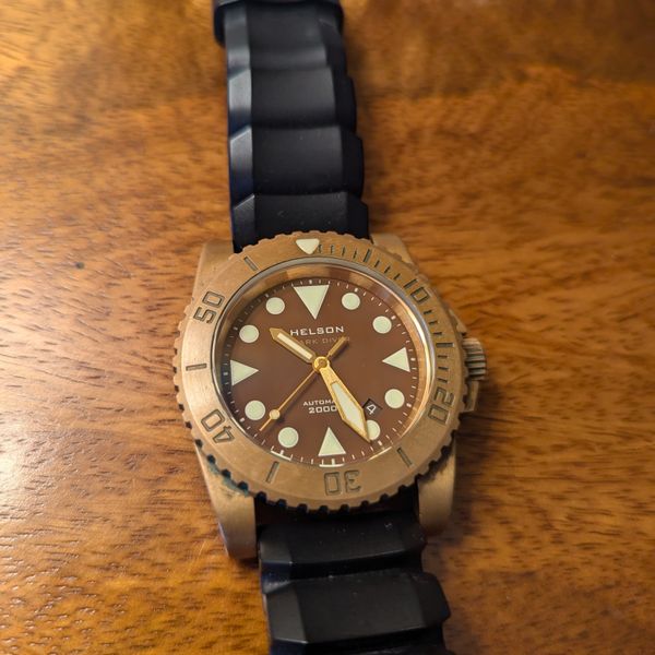 Helson 45mm Bronze Sharkdiver brown dial with ETA | WatchCharts Marketplace
