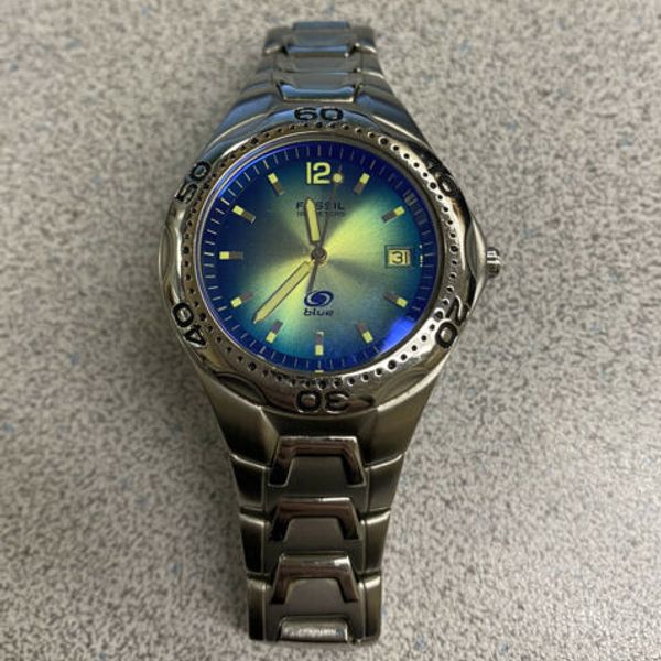 Fossil Blue AM3475 Men Steel Watch Solid Stainless Steel AM-3475 10 ATM ...