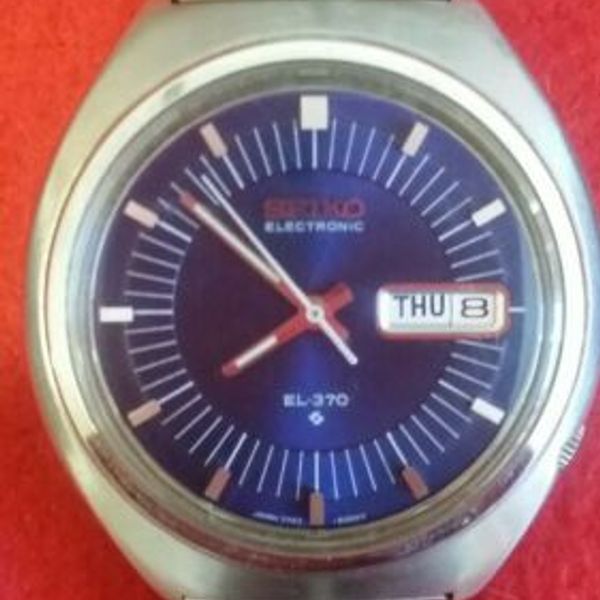 RARE Vintage Seiko Electronic EL-370/ 3703-8001 Blue Face Men's Watch ...