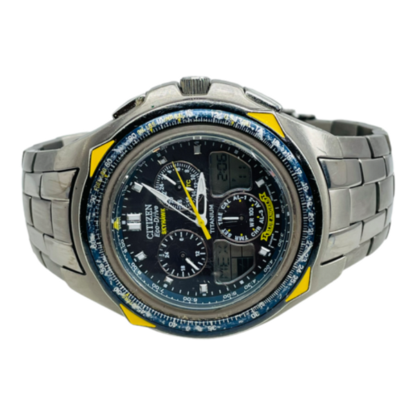 Citizen Eco Drive Skyhawk Blue Angel Titanium Blue Dial Mens Watch C651 ...