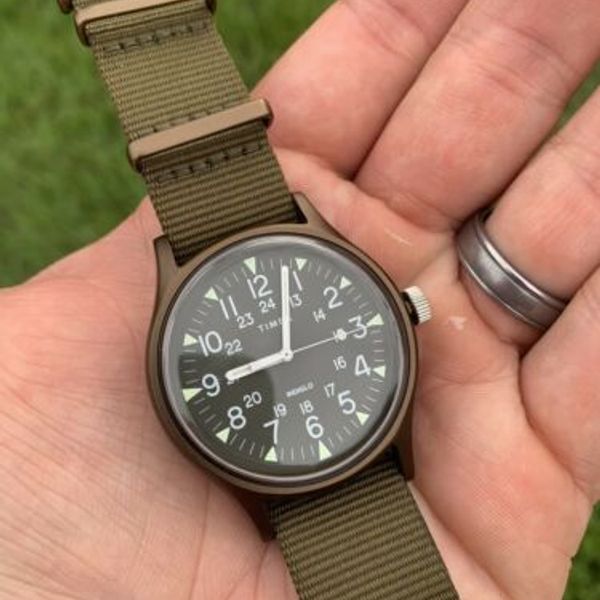 Timex military field mk1 40mm aluminum fabric olive green indiglo ...