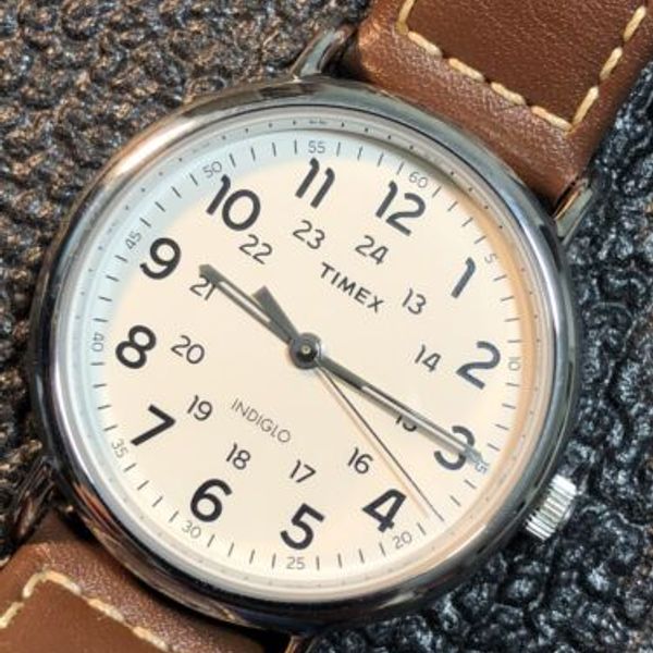 Timex White Dial Indiglo 40mm Menâ s Field Watch WR30M Military Time New Battery | WatchCharts ...