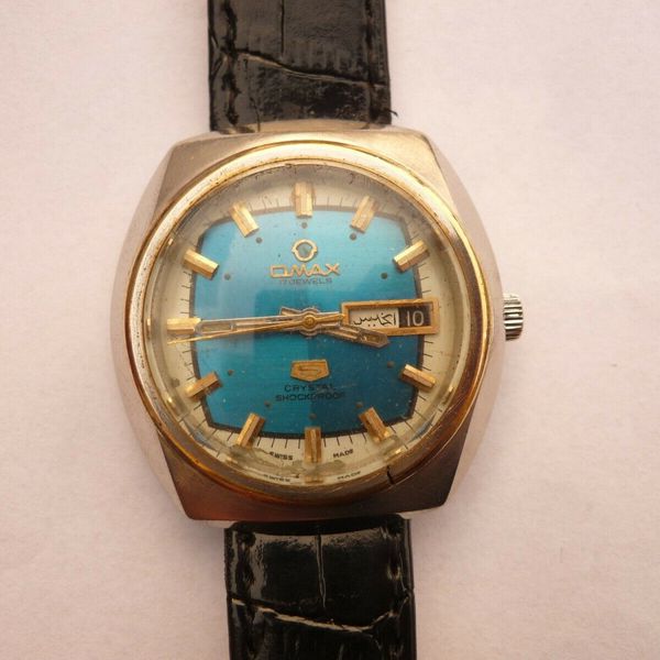 Omax 5 Crystal 3528GX Automatic 25 Jewels Day-Day Vintage Men's Watch ...