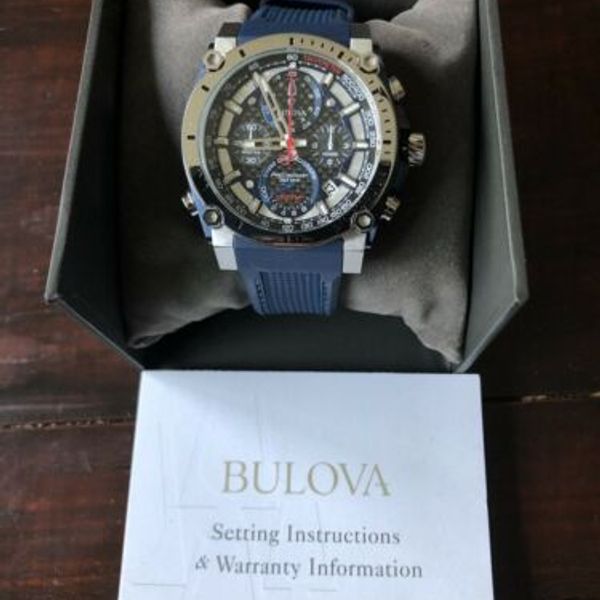 New Bulova Precisionist Black Chronograph Dial Blue Men's Watch 98B315 ...