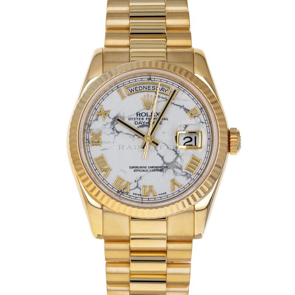FS- RARE 2011 Rolex 118238 Day-Date Factory Howlite Granite Dial RSC ...