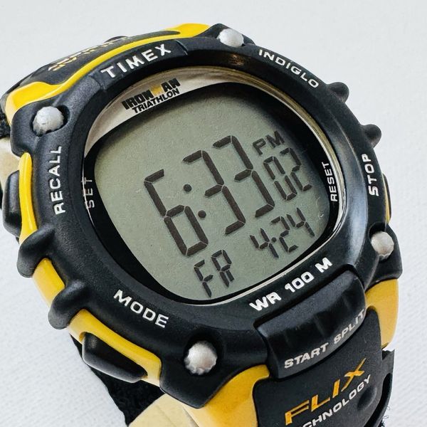 Timex Ironman 100 Lap Flix Men's Yellow Black Digital Watch 100M T5F591 ...