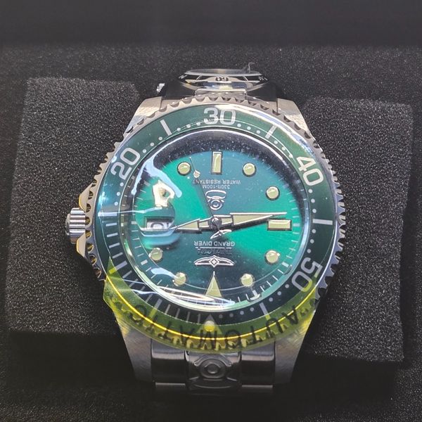 Invicta Dual Time Pro Diver Date Automatic Green Dial Men's Watch NEW ...
