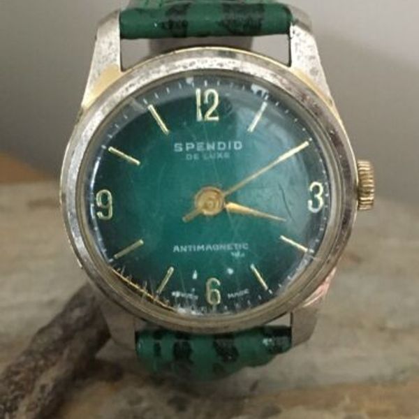 Vintage Spendid De Luxe Mens Manual Wind Watch New Leather Strap Swiss ...