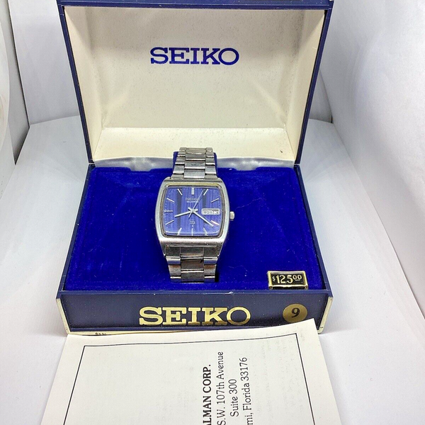 Seiko Blue Dial Men's Square Watch 7546-5010 with Box & Papers FOR ...