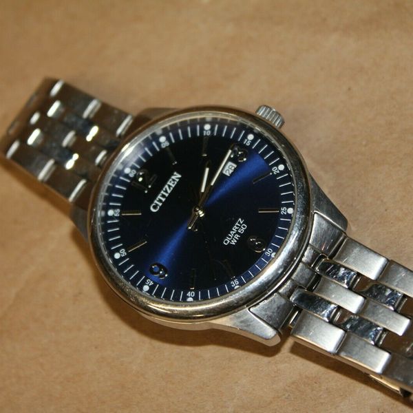 Citizen Quartz Watch 1112 - S093805 Stainless Steel Band Blue Face WR ...