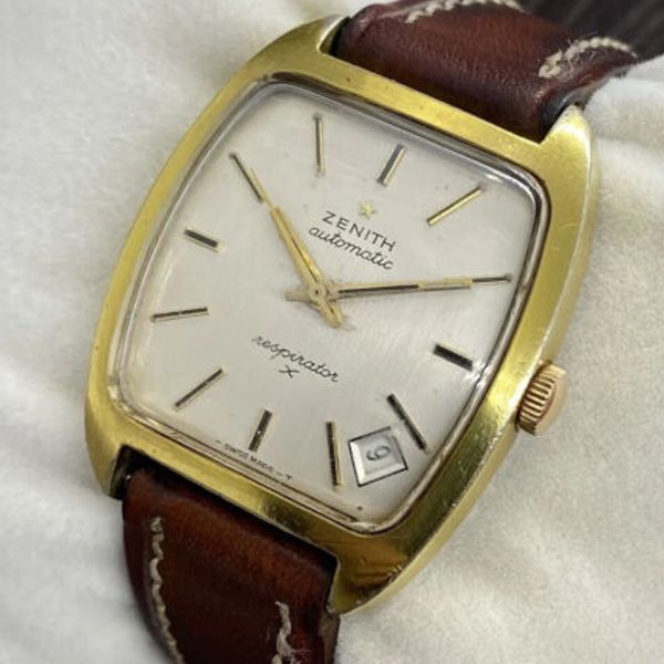 Zenith Respirator X Automatic Vintage Watch Mens Gold Plated Dial Date ...